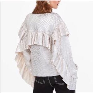 Zara | Tops | Zara Metallic Top With Ruffles | Poshmark